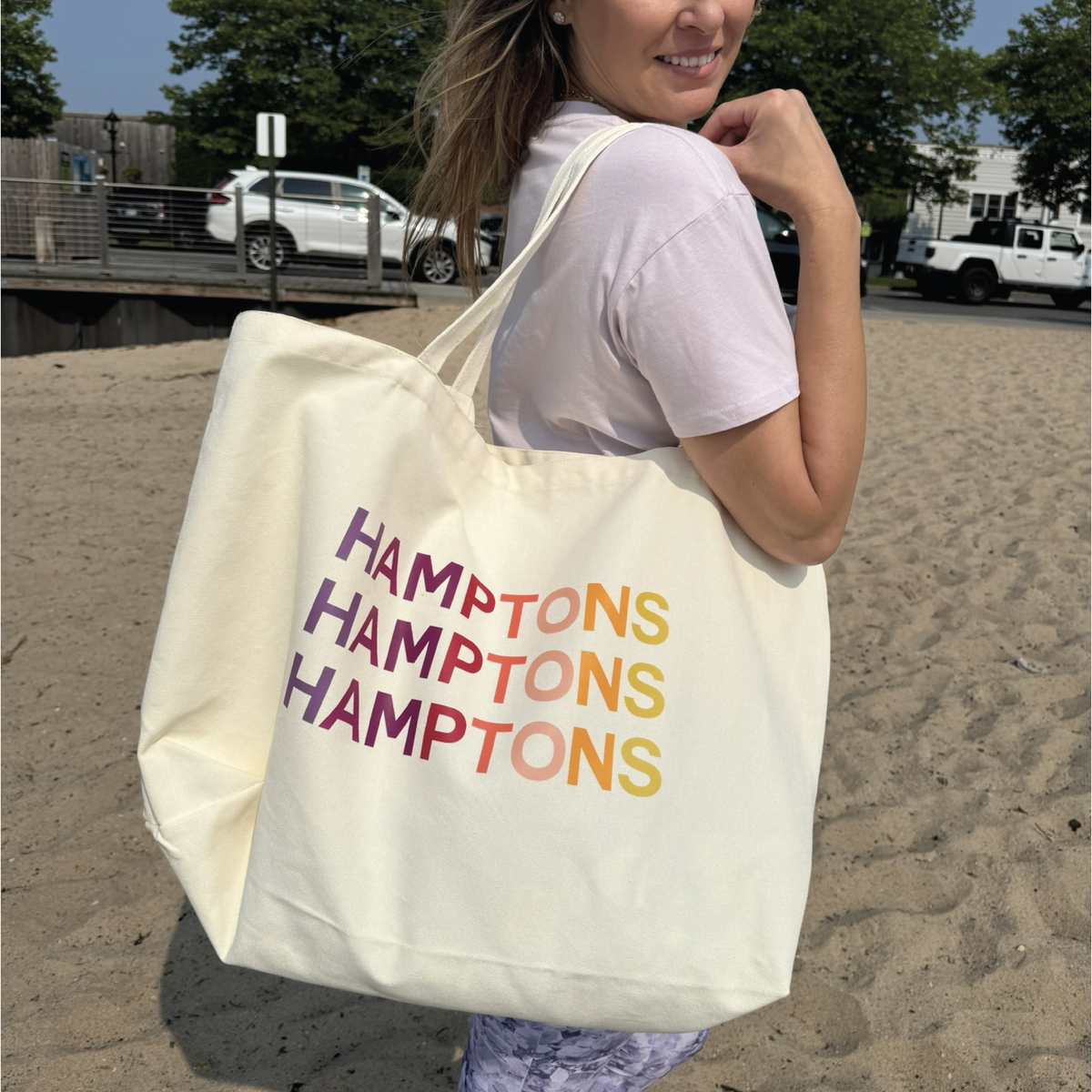 XL HAMPTONS Beach Tote - pink shades – Electric Merch Co